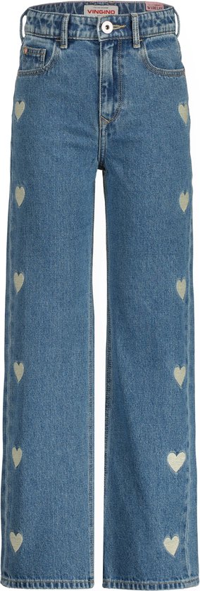 Vingino Cato Heart Meisjes Jeans - Maat 176 - Light Vintage | bol