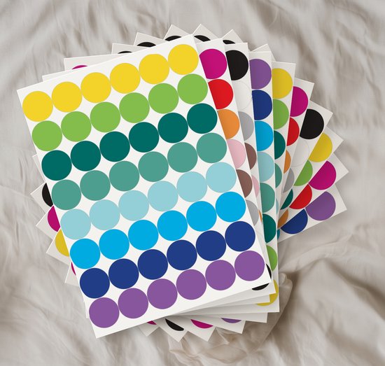 Stippen Stickers - Topwaliteit - 10 Vel Gekleurde Stippen Stickers 16 ...