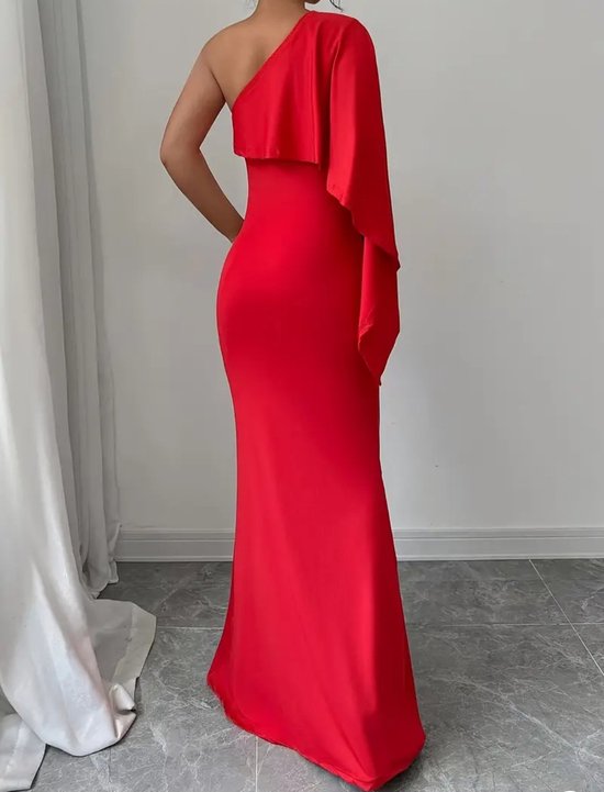 Sexy elegante corrigerende prachtige stretch rode lange jurk maat L | bol