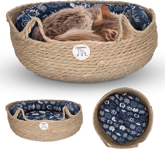 CallmPlace Kattenmand van Rotan - Hand gevlochten Rieten mand met een ...