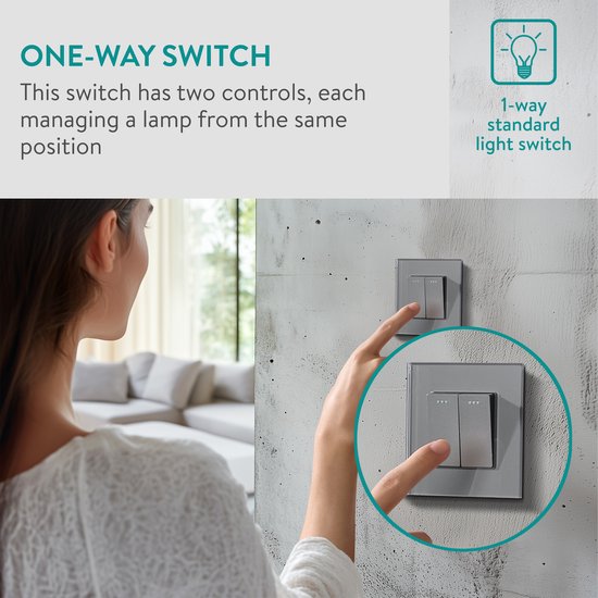 Navaris dubbele lichtschakelaar voor wand - Lichtknop van glas - Licht ...