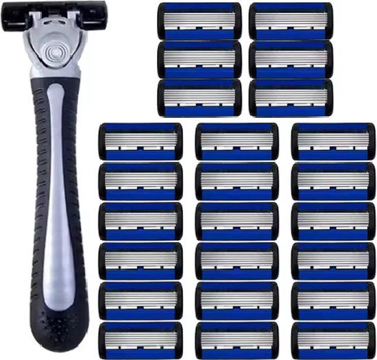 Scheermesjes Blauw Universele Merkloze 24 stuks met Houder- 6 blades ...