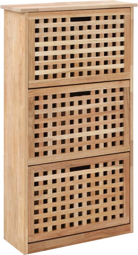 vidaXL schoenenkast massief walnotenhout naturel Schoenenkast ...