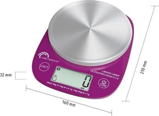 Culinaire weegschaal - LB 5000 Pro Inox 5.1 - Ultraprecision - USB - Repareerbaar | bol