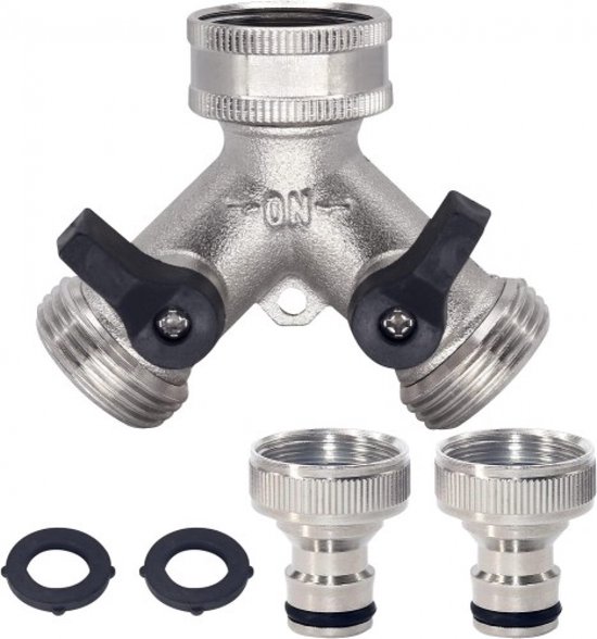 2-weg messing tuinslangsplitter en snelkoppeling voor 3/4" waterslang - Y-splitter... | bol