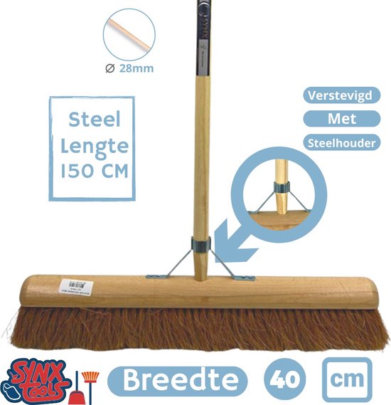 Synx Tools Coco bezem 40cm en Stoffer en Blik met lange steel 95 cm ...