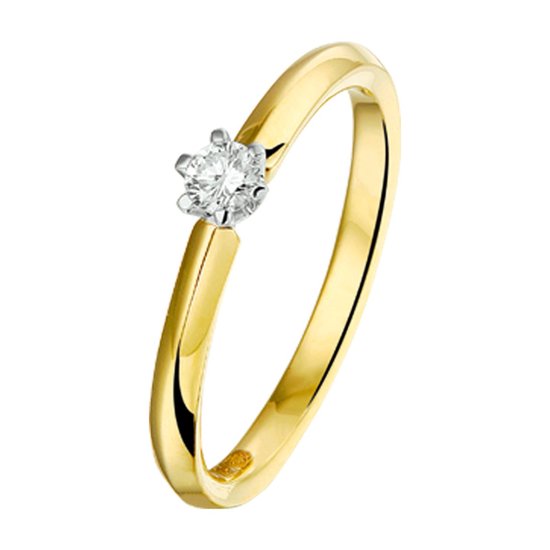 Ring Diamant 0.10Ct H Si 14K Bicolor Goud Geel/Wit | bol