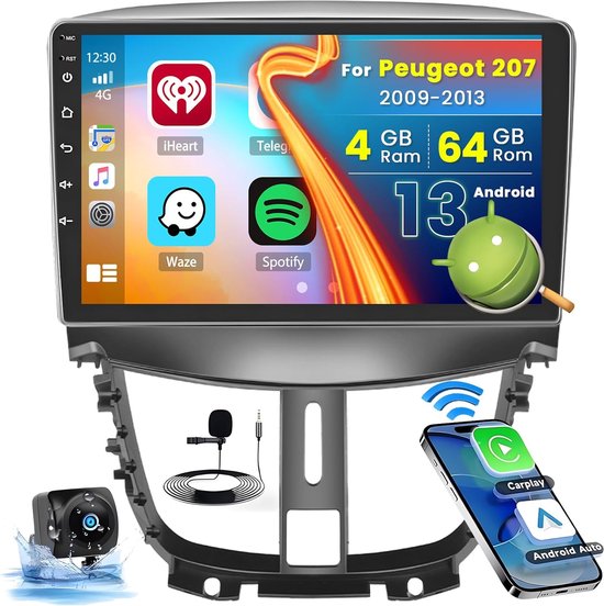 Hikity Android 13 Autoradio - Peugeot 207 - 9 Inch Touchscreen, 4GB RAM ...