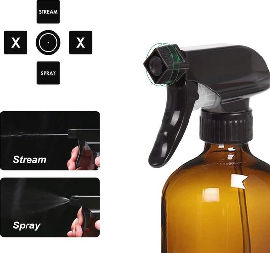 Glazen Spuitfles voor Water, Alcohol en Reiniging - 500ml - Set van 3 | bol