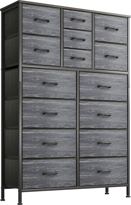 JGS ® Stijlvolle Industriële Opbergkast met 15 Stoffen Laden en ...