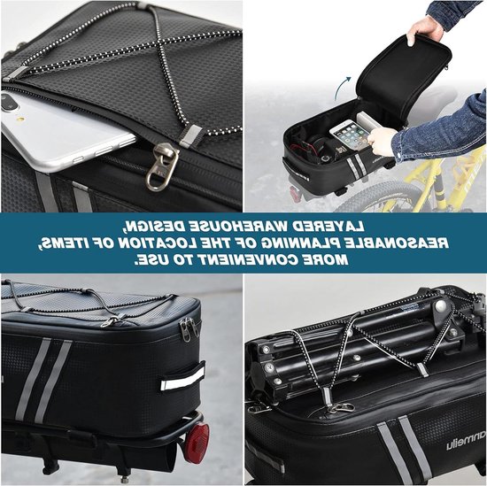 8 liter fietstas fietskoffer - bagagedrager achter - regenbescherming ...