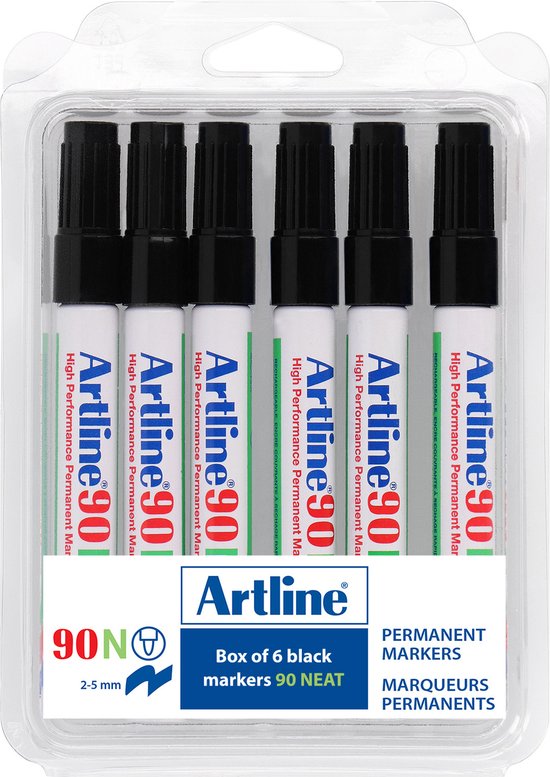 ARTLINE 90 NEAT Permanent markers Kit - 6 stuks - Zwart | bol