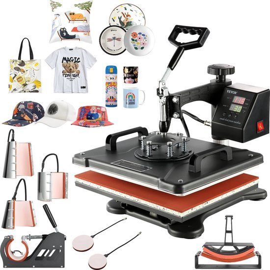 Mrs. Jones® Warmte Pers Machine - Heat Press - 8 in 1 - Drukker ...