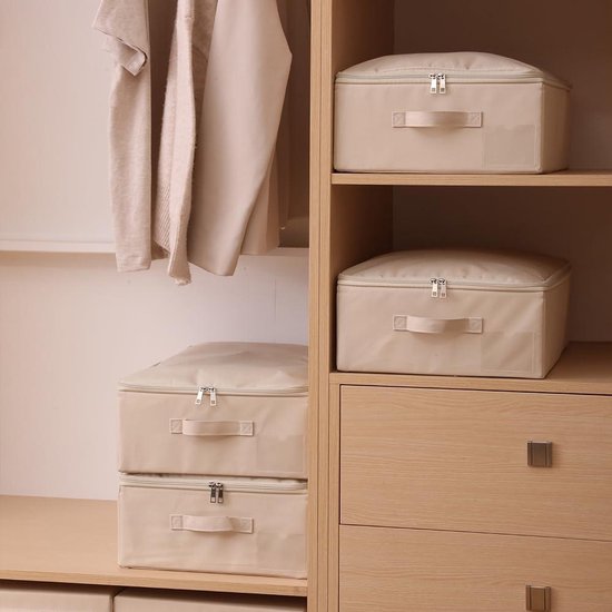 Foldable Zip Storage Bins - Set of 2 Washable Stackable Narrow Storage ...