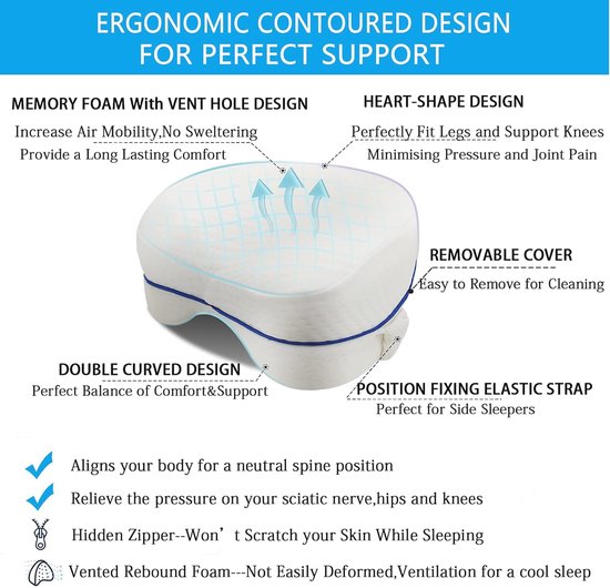 Ergonomisch kniekussen voor zijslapers - Comfortabel traagschuim kussen voor... | bol