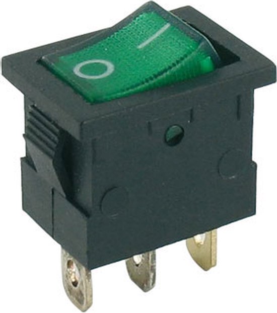 Wip schakelaar aan - uit groen 12V 16A - 13x18.5mm | bol