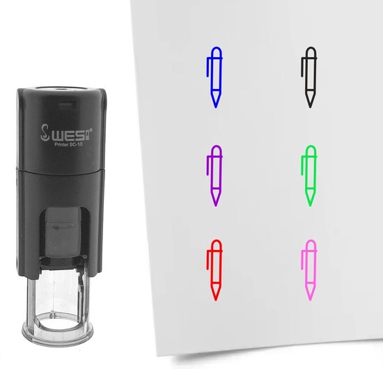 CombiCraft Stempel pen 10mm rond blauwe inkt - per 1 stuk | bol