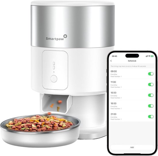 SmartPaw automatische voerbak kat - voerautomaat kat - voerautomaat dispenser - APP - Wit | bol
