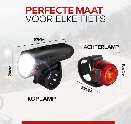 Fietsverlichting Set - Oplaadbare USB Led Fietslamp - Voor en Achter ...