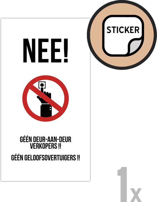 Pictogram/ sticker (voor buiten) | Nee! Geen deur-aan-deur verkopers ...
