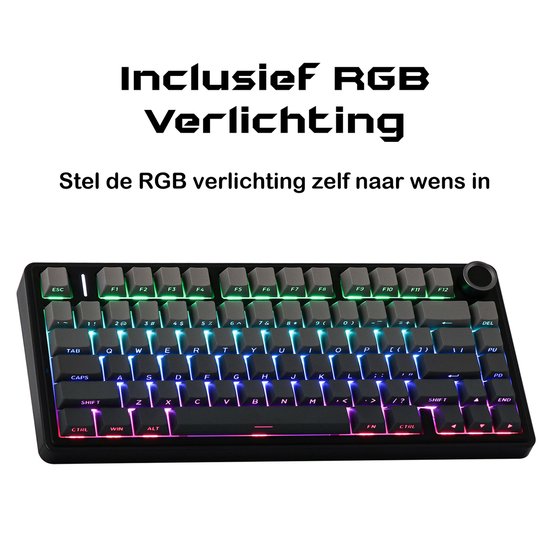 EPOMAKER x AULA F75 - Zwart/Grijs - Mechanisch Draadloos Toetsenbord ...