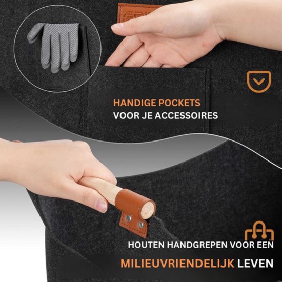 Haardhout Mand - Waterdicht - Stevig - Houten Handvat - Max 36 KG - 100 ...