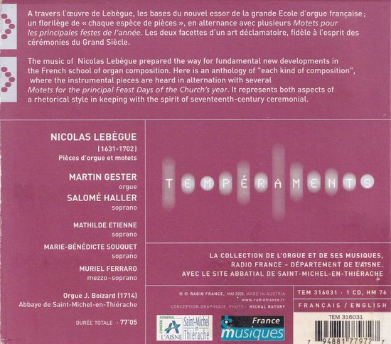 Temperaments - Nicolas Lebègue - Martin Gester (orgel), Salome Haller ...