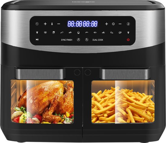 Friteuse à air chaud Iceagle 2 chambres Airfryer 12L - Friteuse à air chaud 2600W XXL... | bol