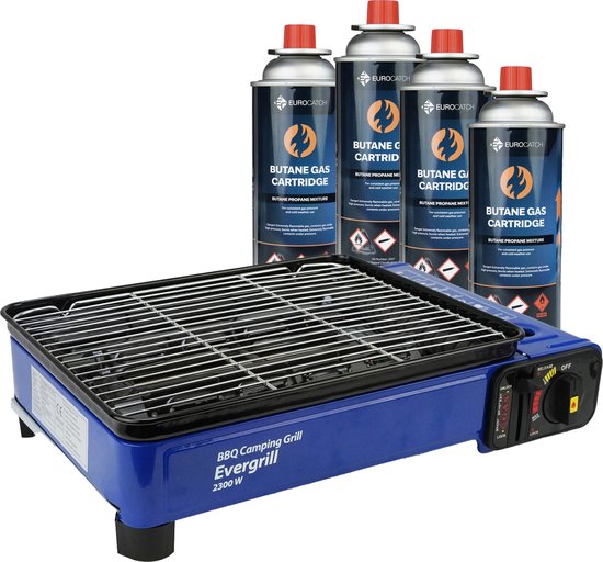 Eurocatch Butaangas Camping Grill - Evergrill incl 4 Gasbussen - Gas ...
