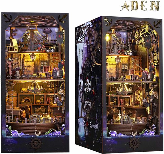 Meedeer DIY Book Nook Kit- Aden Ship Bookend houten modellen ...