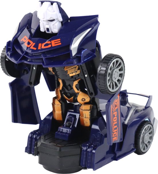 Transformer - Robot auto politie - marineblauw - 2in1 | bol