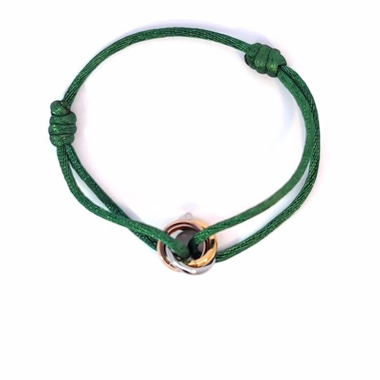 Groen koord armbandje met 3 ringetje | bol