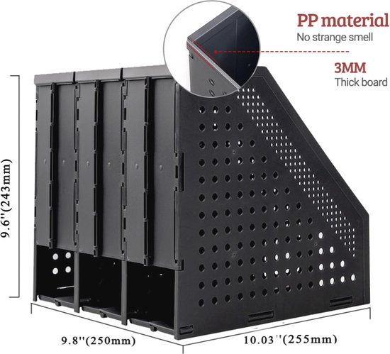 Opvouwbare Tijdschriftenhouder voor Bureau - Organizer met 3 ...
