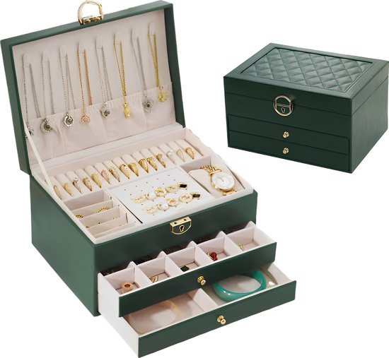 Luxe Sieradendoos groen Galeara design® - CARA DIAMANT dames ...