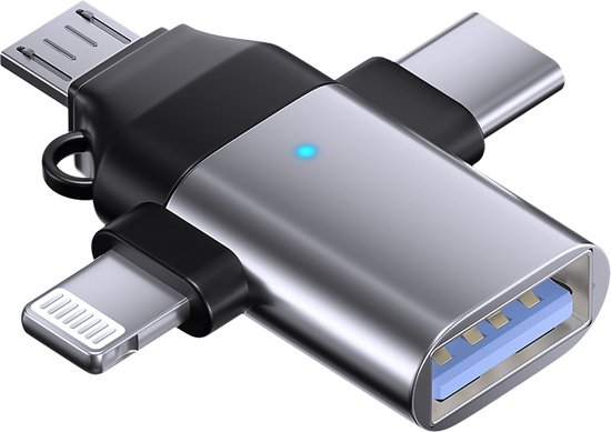 USB Converter 3 in 1 OTG - USB-C - 8-Pins - Micro-USB - USB-Stick poort ...