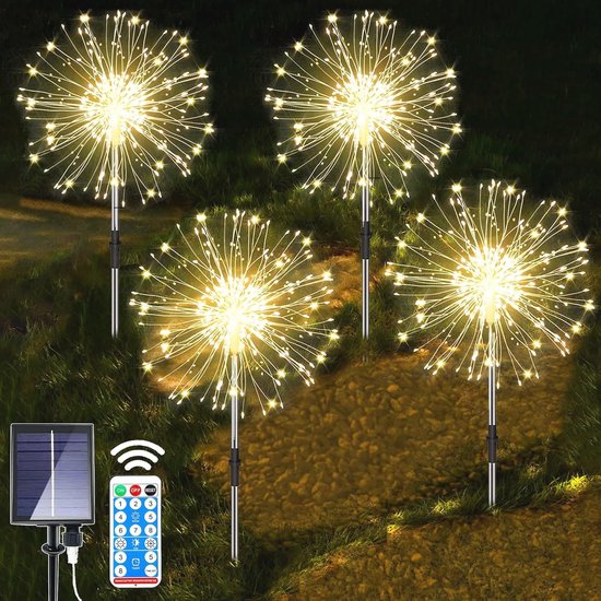 Tuindecoratie solarlampen met 4 x 120 LEDs en 8 modi - Weerbestendig en ...