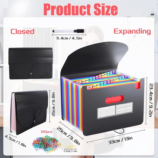 Documentenmap A4 met deksel en 24 compartimenten - Praktische ...