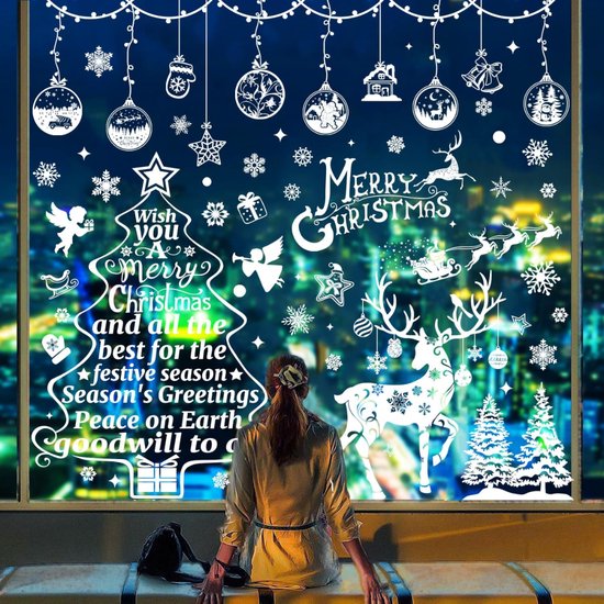 Grote Kerst Raamstickers - Dubbelzijdige Herbruikbare Decals Met ...