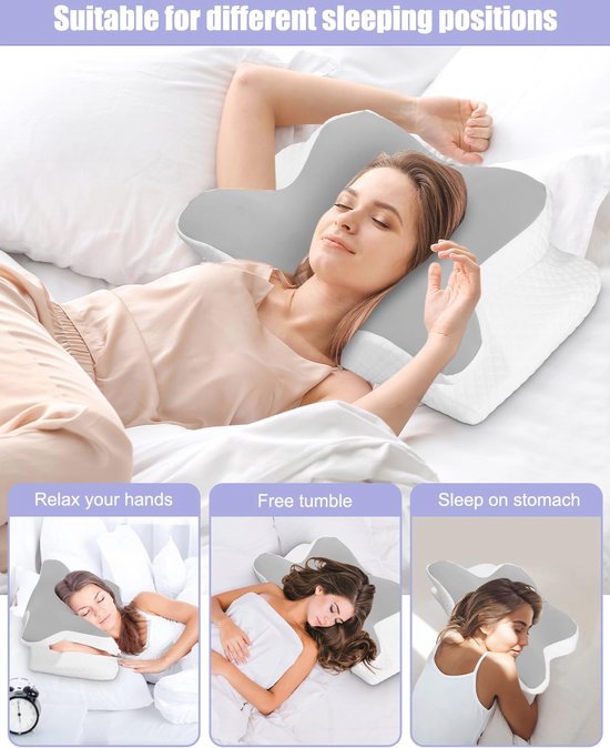 Ergonomisch traagschuim nekkussen voor zij-, rug- en buikslapers - Ondersteuning voor... | bol