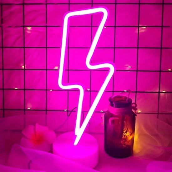 Dicadore - Neon Wandlamp Bliksem - Roze - LED - Neon Verlichting ...