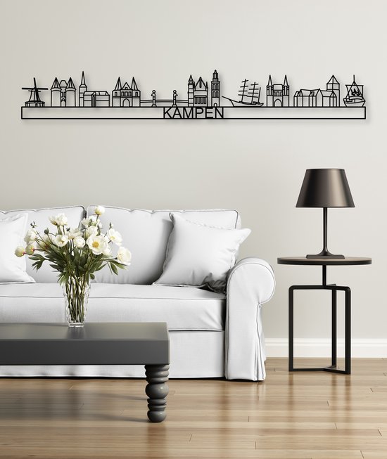 Skyline - Kampen - Zwart - MDF - 60 cm - Wanddecoratie - Voor aan de ...