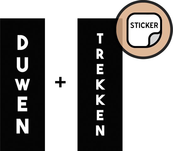 Deursticker set | "Duwen"/ "Trekken" | 4 x 14 cm | Zwart | Stickers ...