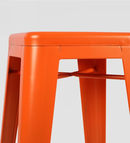 Oviala - Set van 4 mat oranje stalen barkrukken | bol