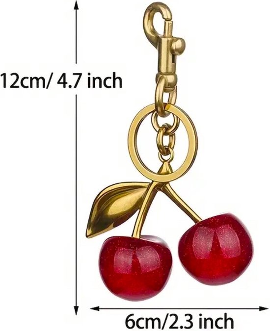 sleutelhanger - kersen - luxe staal met metalic cherry's - cadeau idee ...