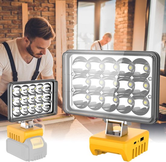Acculamp voor Dewalt 18 V - draagbare bouwlamp - 1 stuk - geel ...