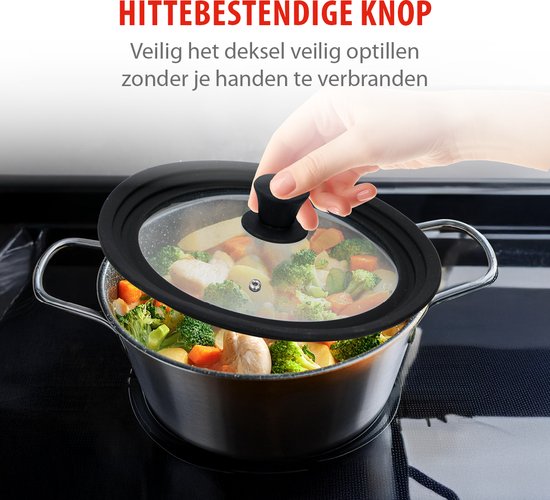 alpina Universeel Glazen Deksel - Pannendeksel met Siliconen Rand - Anti Spatdeksel... | bol