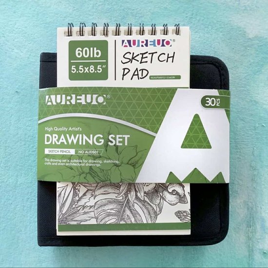 Aureuo - Tekenset - Schetsblok - Potloden - Tekenmap | bol