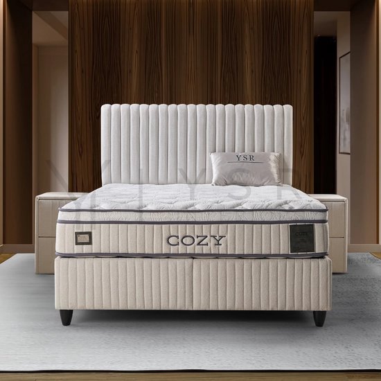 Boxspring Cozy met Opbergruimte - 160x200cm - Teddy boucle wit - Incl. 7-zone... | bol