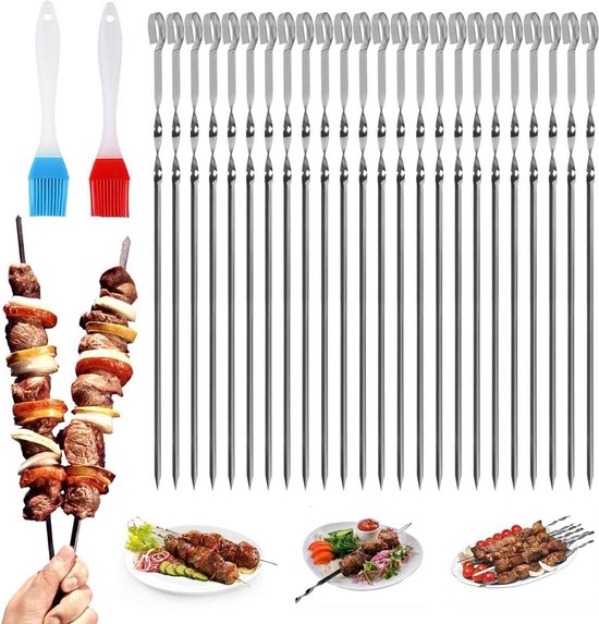 Roestvrij stalen grillspiesen - 30 cm - 24 stuks - herbruikbare ...