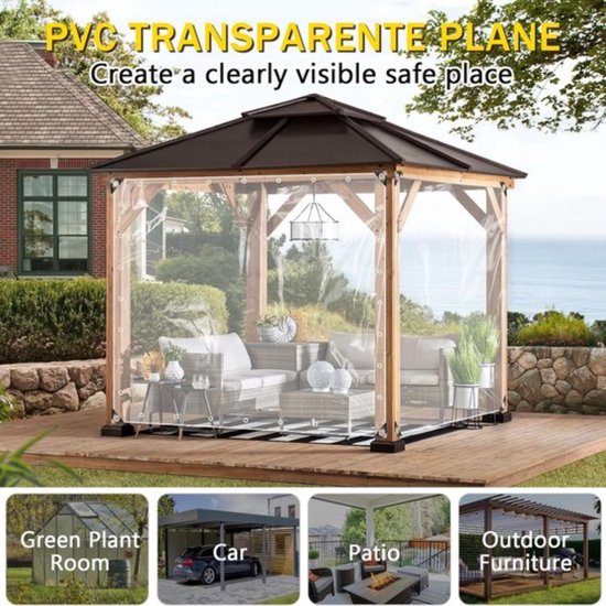 Transparant zeil met ingestanste ringen, 420 g/m², 2 x 6 m, afdekzeil ...